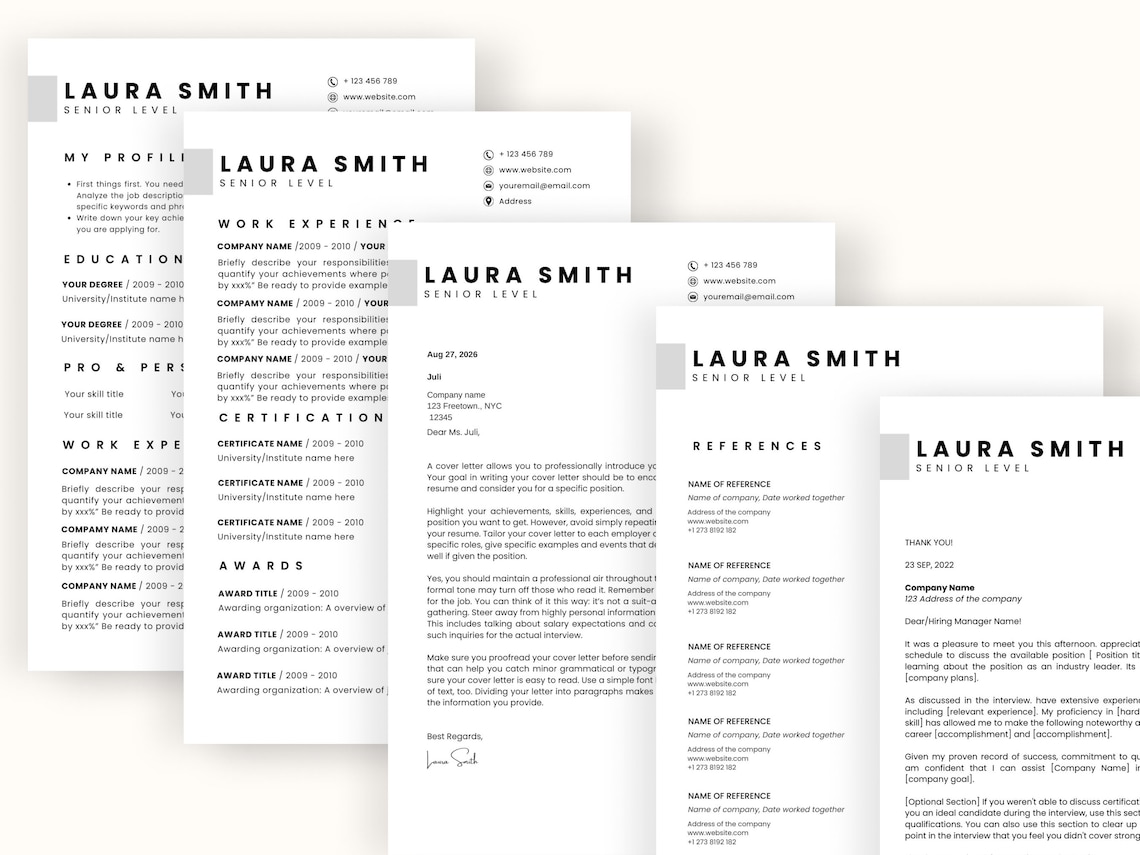 Customizable Resume Template 2023, All in One CV Resume Templates ...