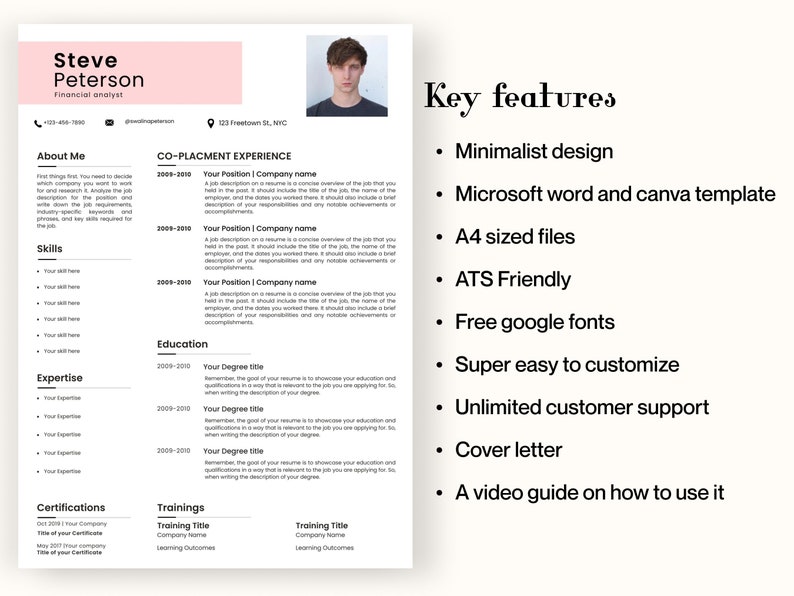 Editable ATS Friendly Resume Template, Resume With Photo, Resume Bundle ...