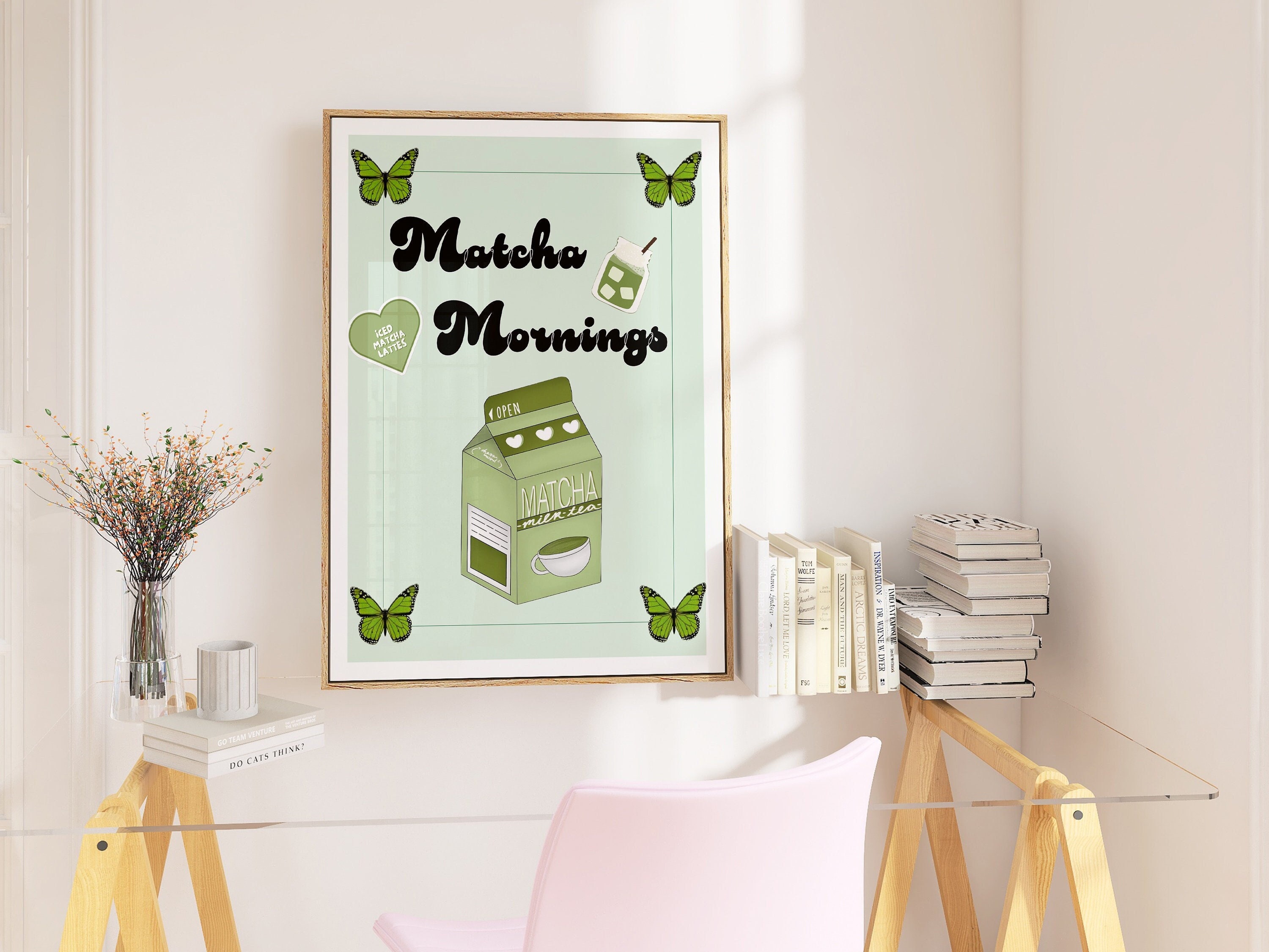 Matcha Poster, Matcha Art Printable, Retro Wall Art, Matcha Wall Art ...