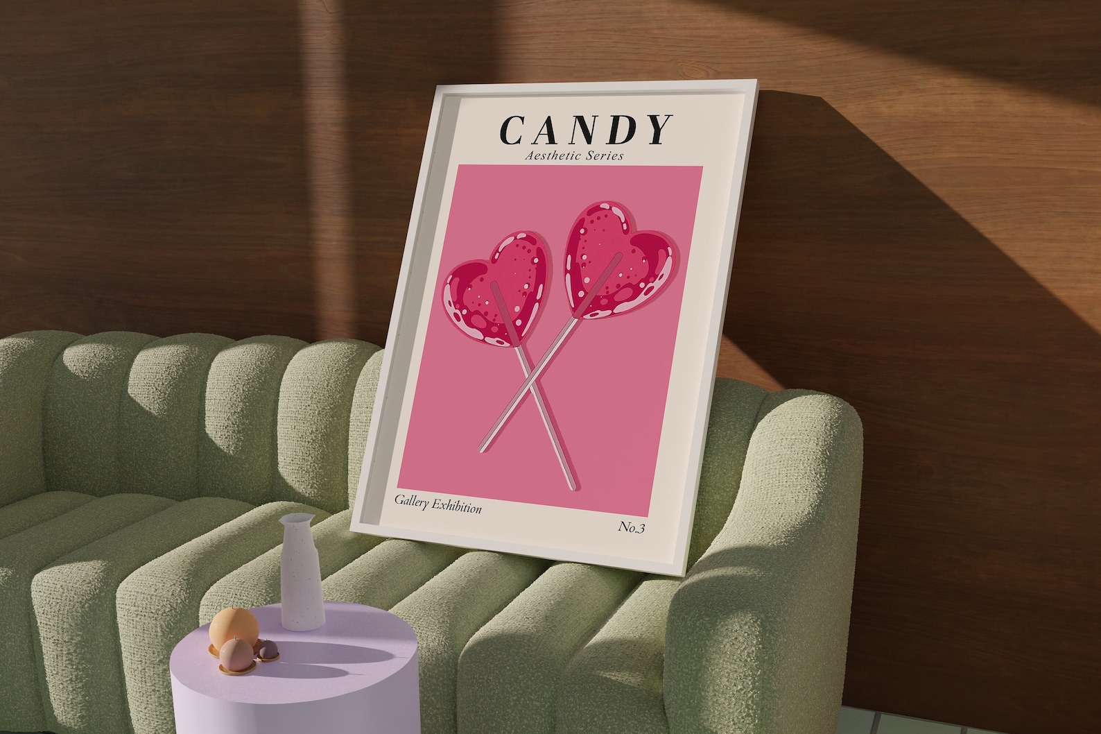 Candy Gallery Poster, Aesthetic Pink Poster, Heart Shaped Lollipop ...