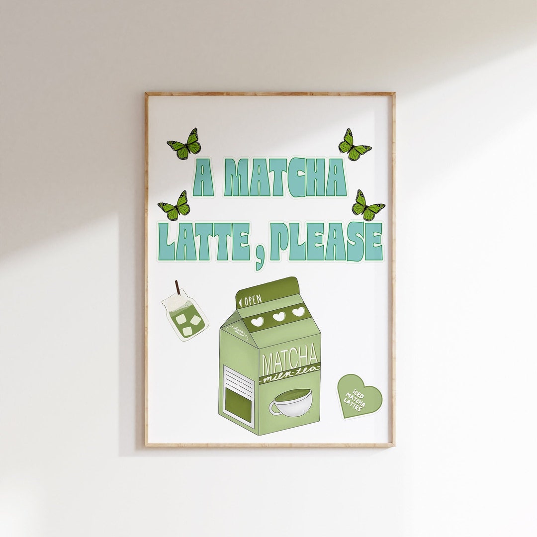 Matcha Poster, Matcha Art Printable, Retro Wall Art, Matcha Wall Art ...