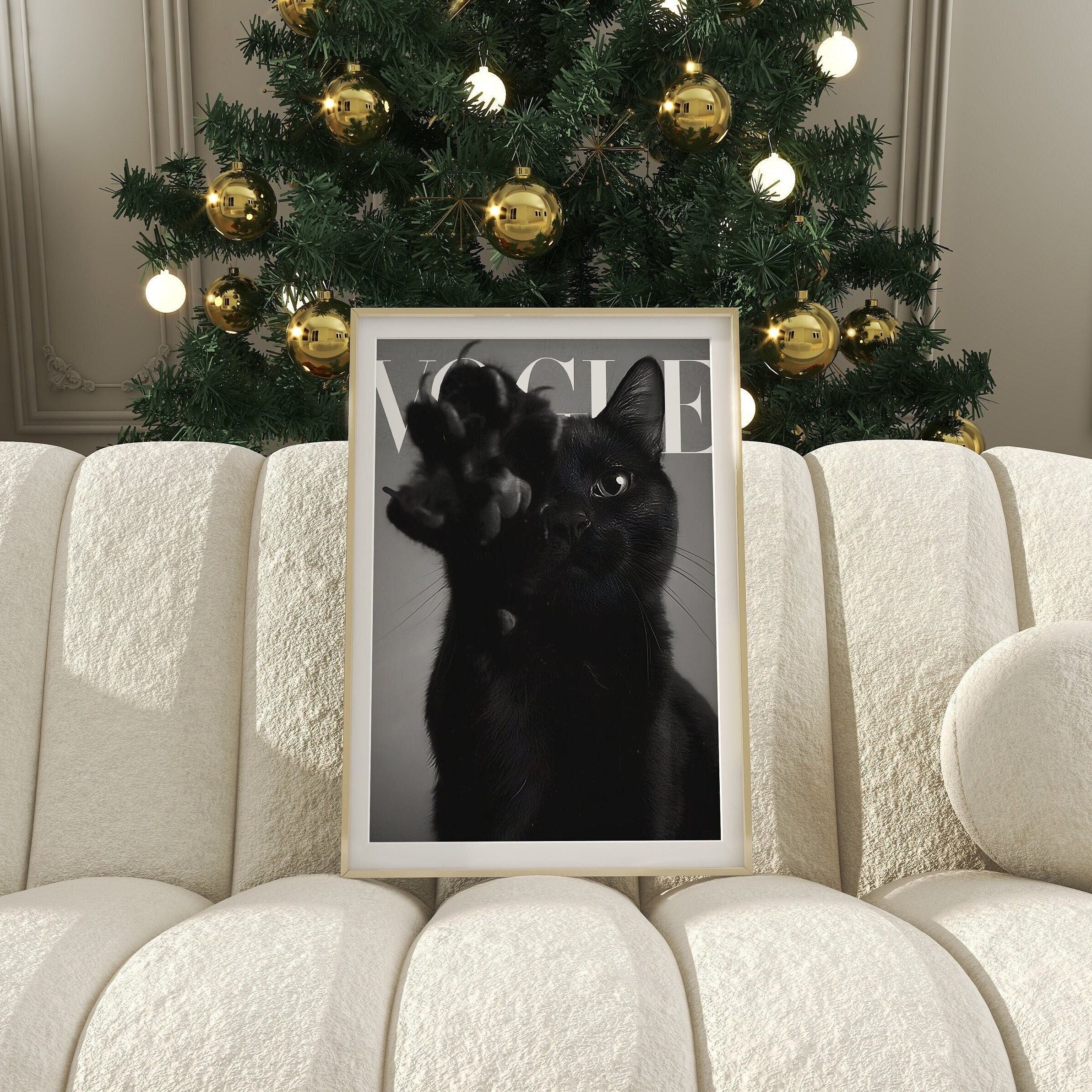 Black Cat Vogue Digital Wall Art, Cute Cat Poster, Cat Lover Gift ...