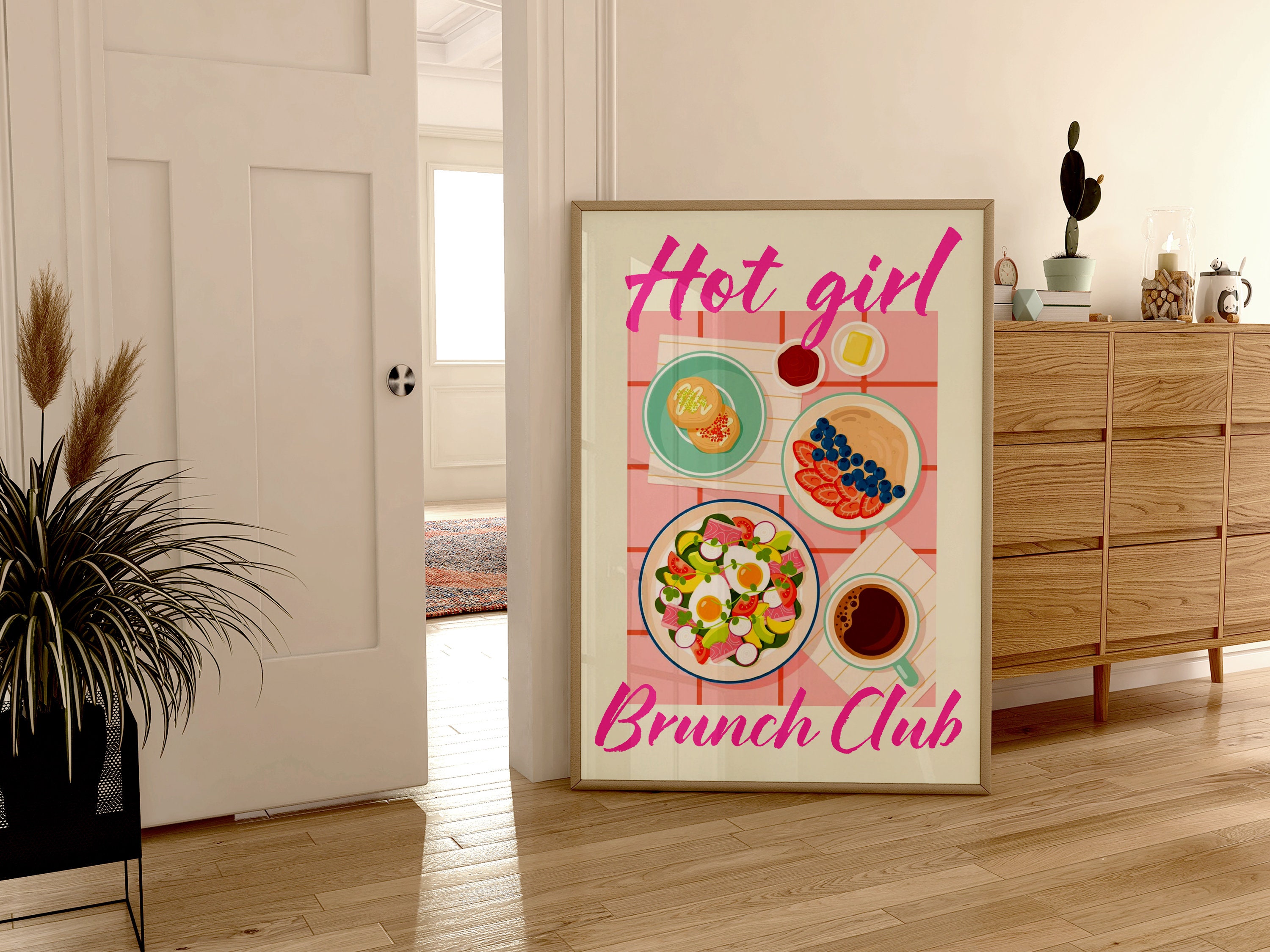 Hot Girl Brunch Club Poster Digital Download Kitchen Wall Art Printable ...
