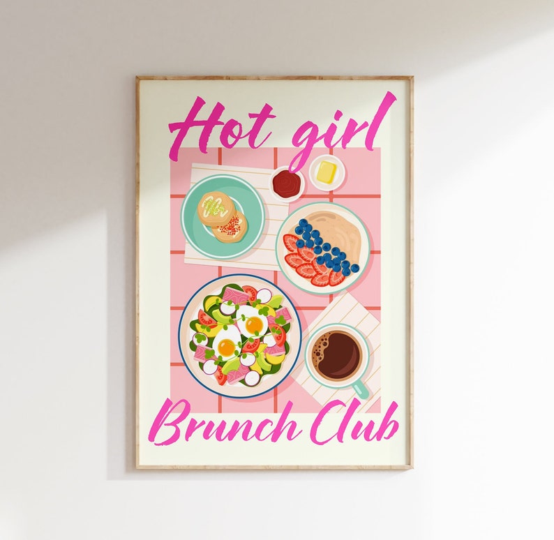 Hot Girl Brunch Club Poster Digital Download Kitchen Wall Art Printable ...
