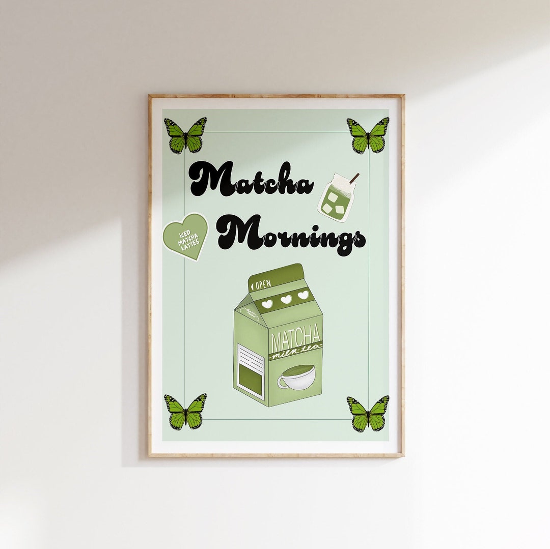 Matcha Mornings Retro Kitchen Print, Aesthetic Wall Art - Etsy