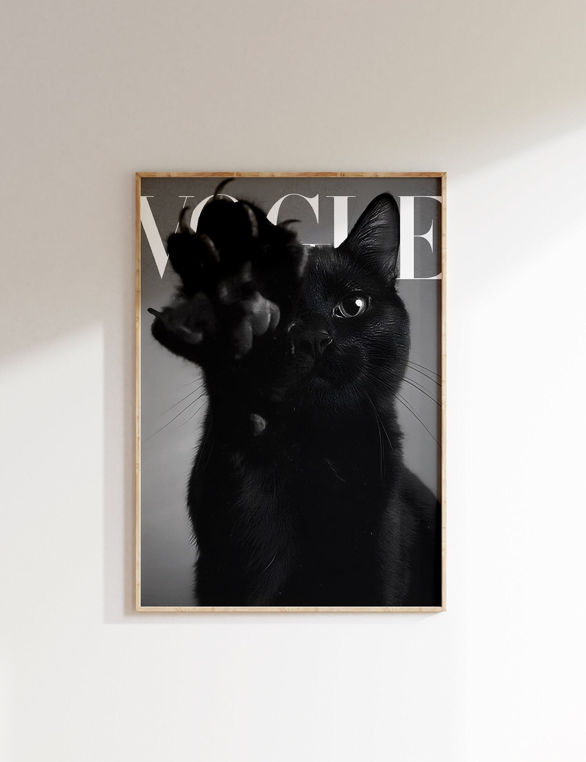 Black Cat Vogue Digital Wall Art, Cute Cat Poster, Cat Lover Gift ...