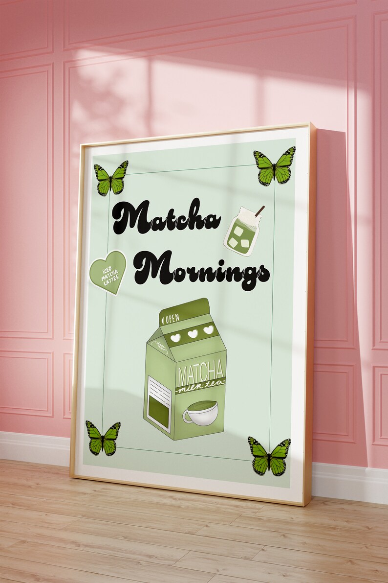 Matcha Mornings Retro Kitchen Print, Aesthetic Wall Art - Etsy