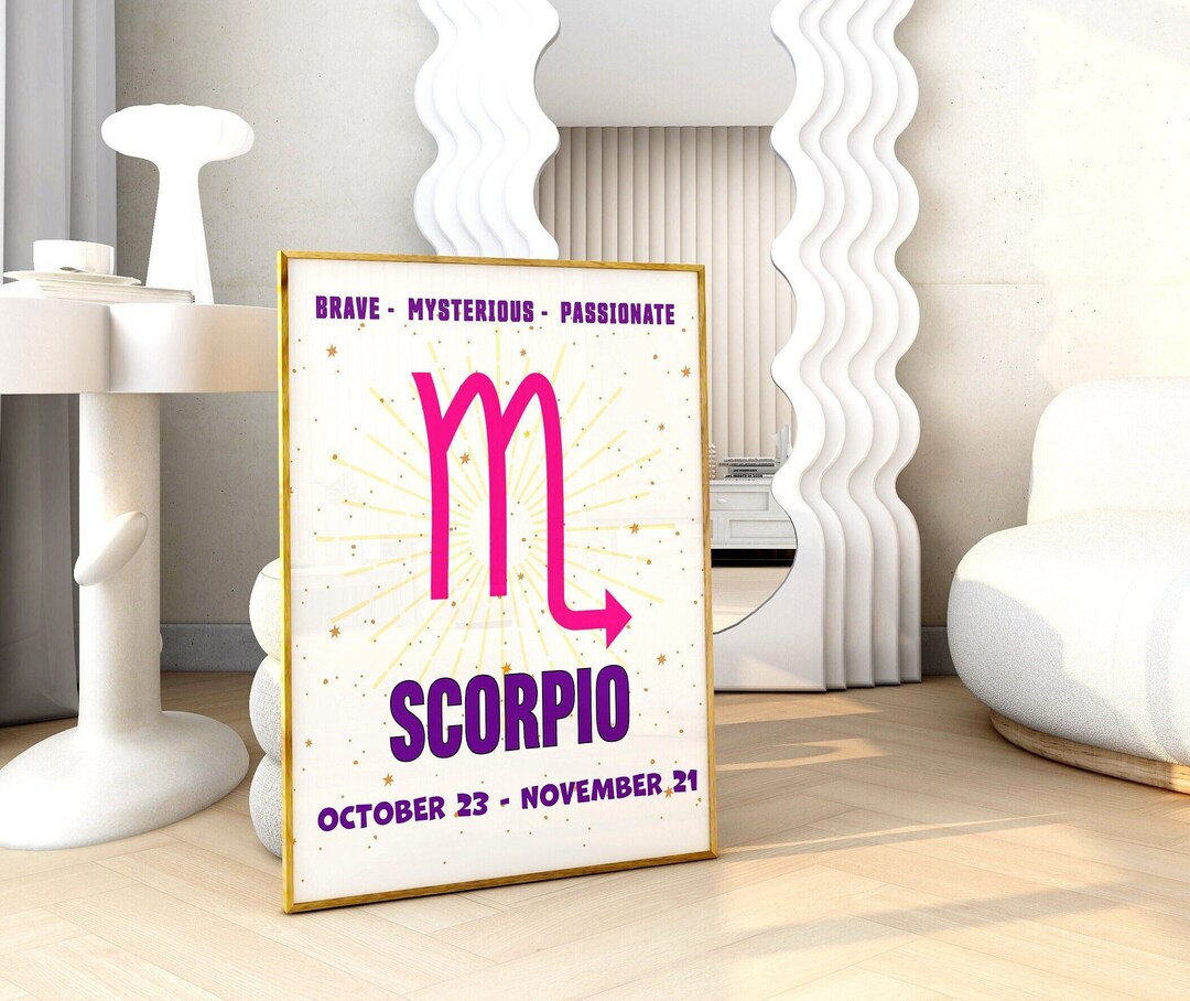 Scorpio Poster, Zodiac Sign Wall Art, Scorpio Wall Art Print, Scorpio ...