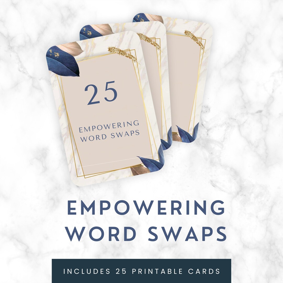 Empowering Word Swap Printable 25 Affirmation Cards, DIGITAL DOWNLOAD ...