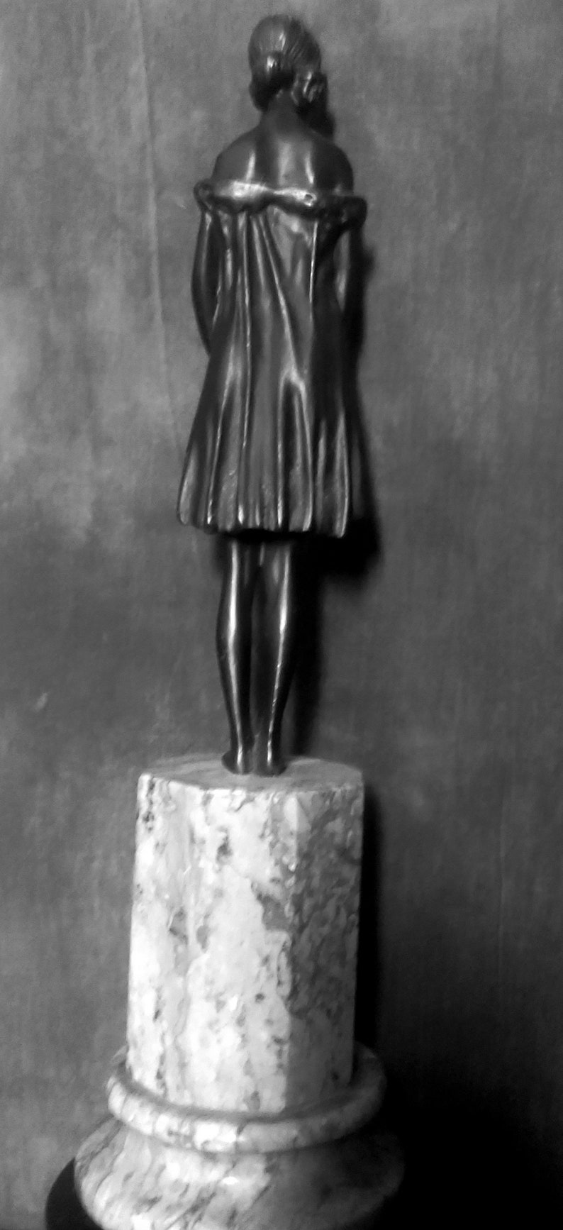 Vintage Pewter Statue of a 1920s Girl on Marble Base - Etsy