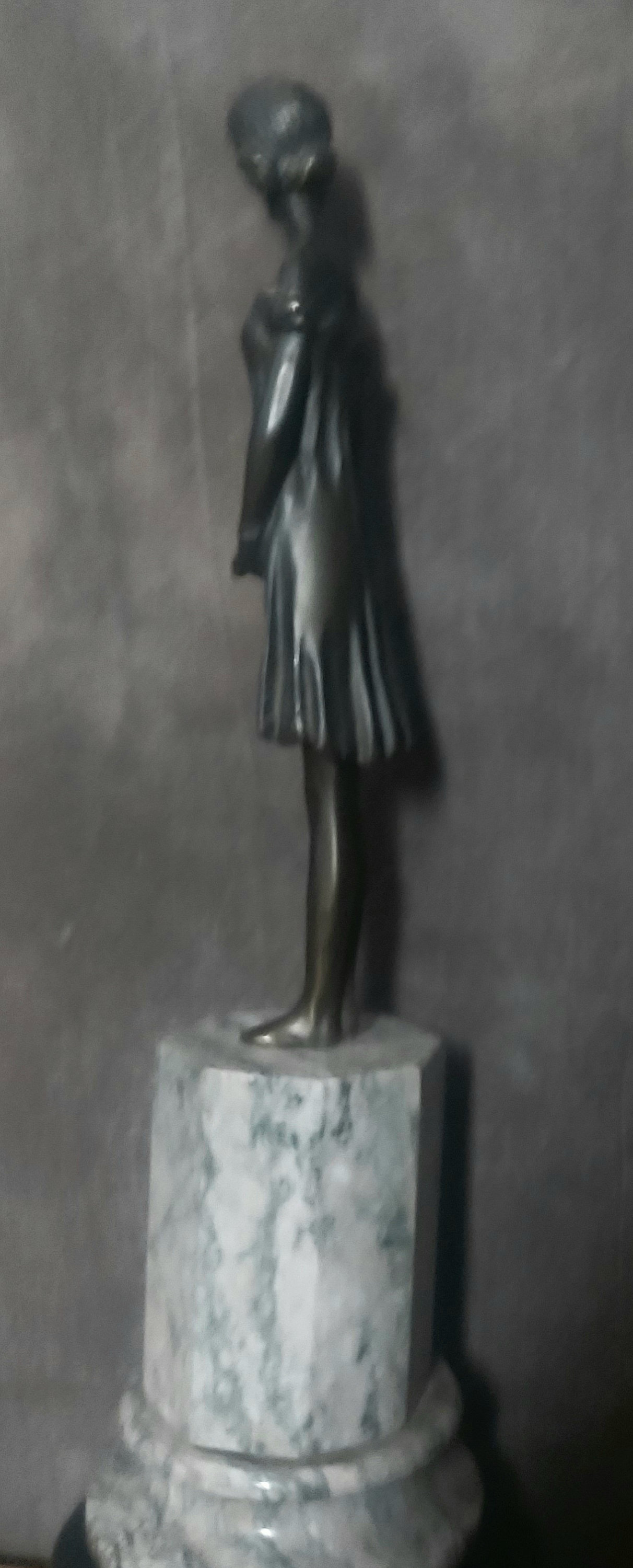 Vintage Pewter Statue of a 1920s Girl on Marble Base - Etsy
