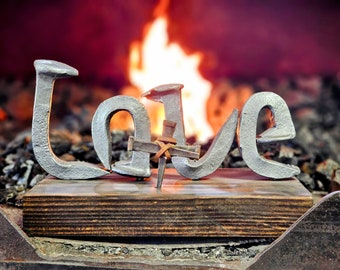 Vintage Steel Rustic Railroad Spike Love Sign Decor - Etsy
