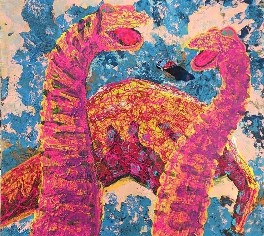 Dinosaurs and Cars, "brontosaurus & Vette" - Etsy