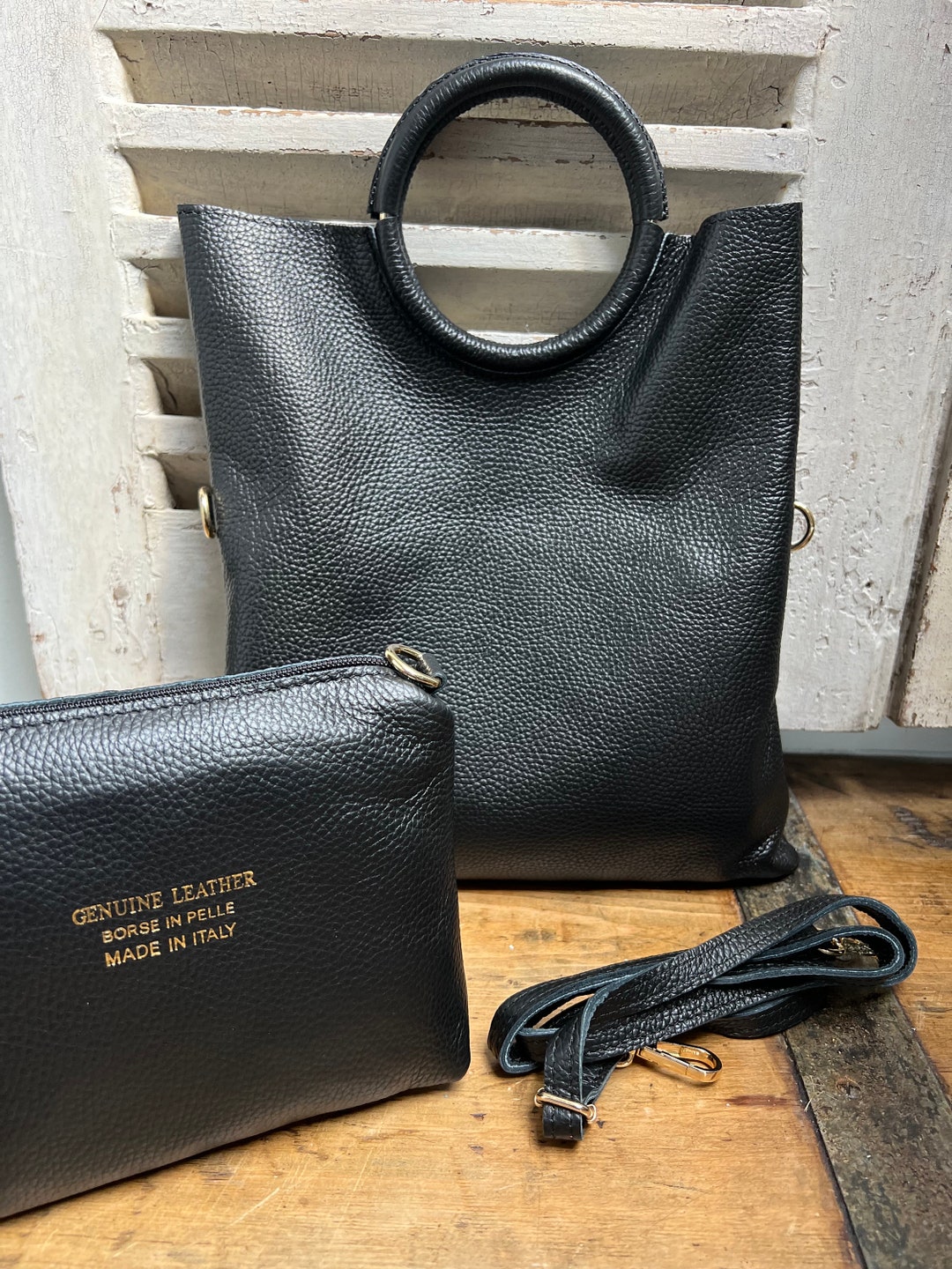 Genuine Leather Bag, Set of Two Bags. Ladies Bag. Italian Made. Brand ...