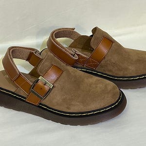 Closed Toe Buckle Clogs, Slide on Shoes, PU Vegan Leather Camel, Tan - Etsy