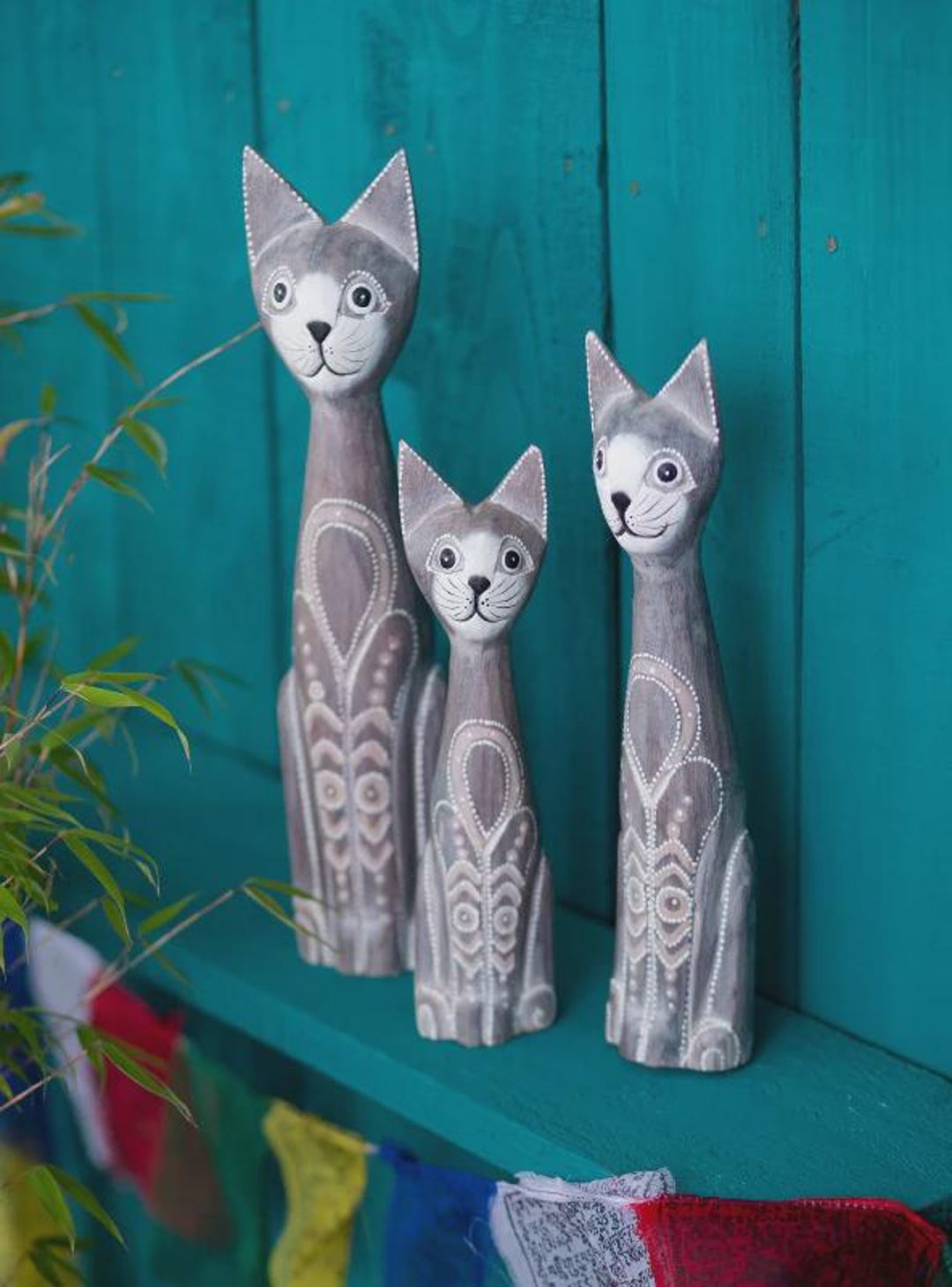 Set of 3 Grey Cats, Standing Cats, Handmade, Handcrafted, UK Dispatch ...