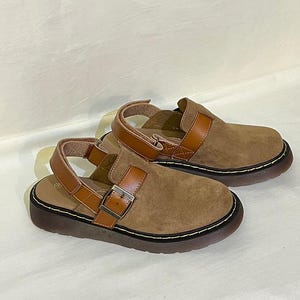 Closed Toe Buckle Clogs, Slide on Shoes, PU Vegan Leather Camel, Tan - Etsy