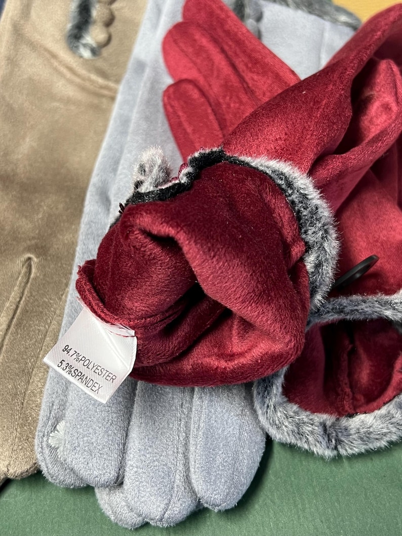Fleece-lined Winter Gloves | Faux Suede Feel With Button Detail | Soft ...