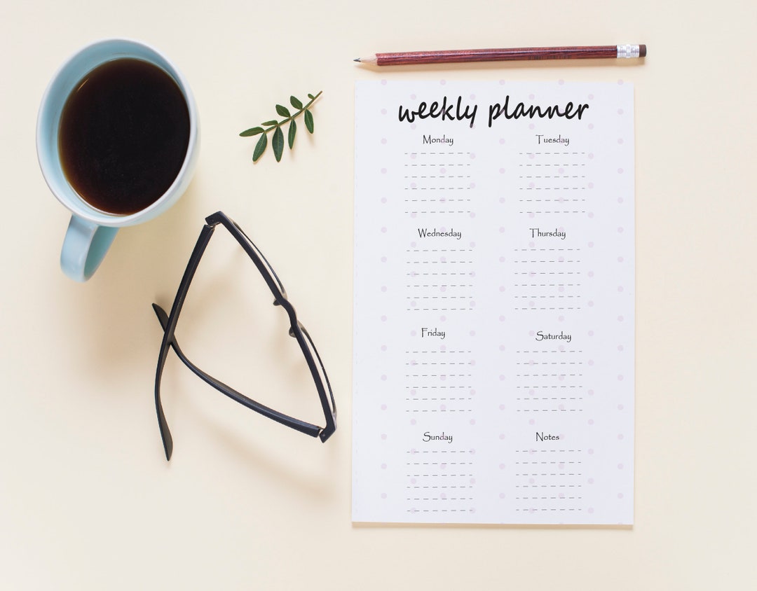 Printable Weekly Planner, A4 Printable Planner, Planner With Polka Dots ...