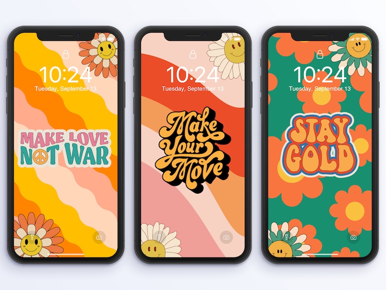 Retro Hippy iPhone Wallpaper Bundle, Set of 3 Download, iPhone ...