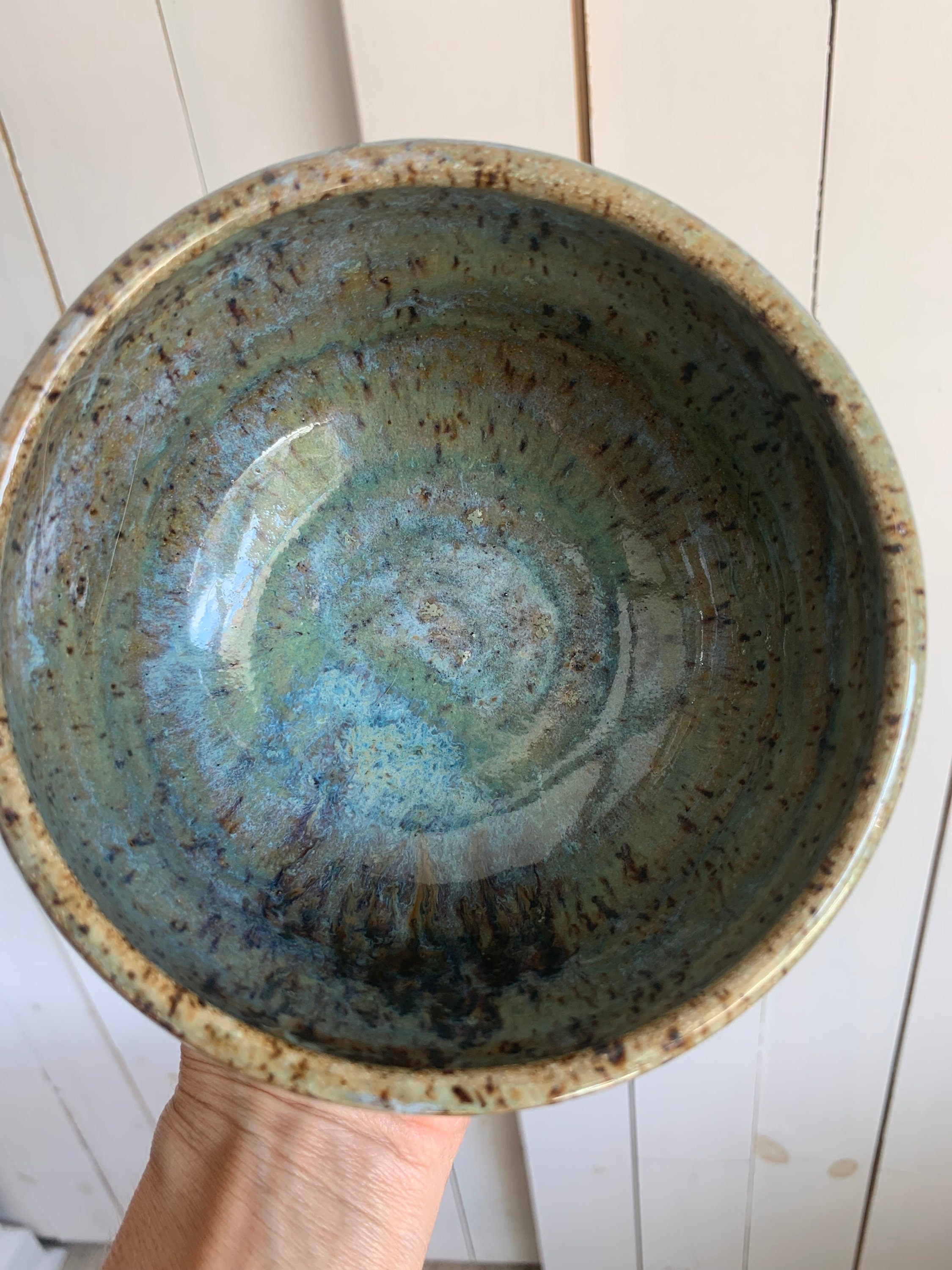Abalone Opalescent Pottery Bowl - Etsy
