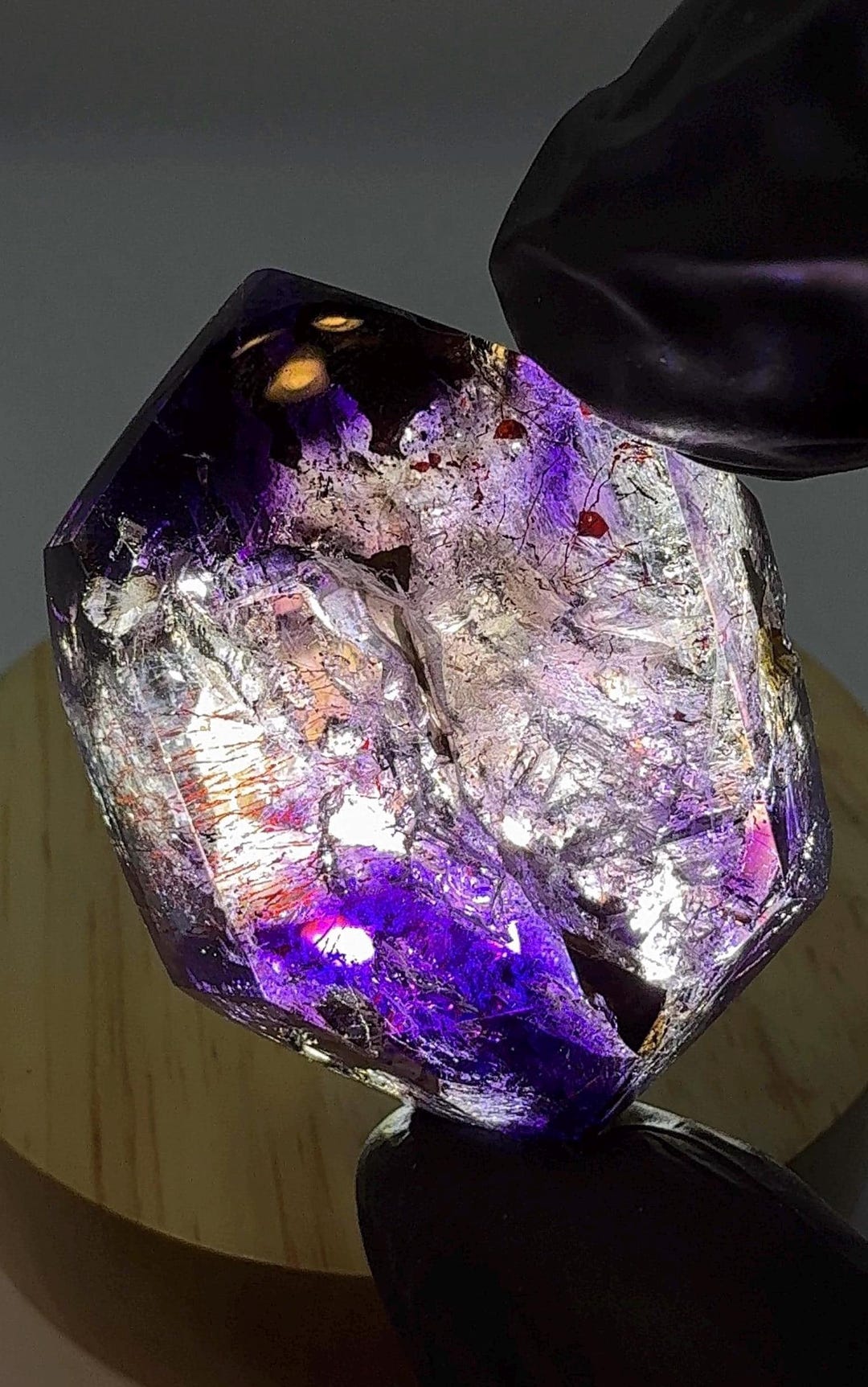 Rare Super Seven Amethyst Enhydro Crystal With Moving Water Bubbles ...