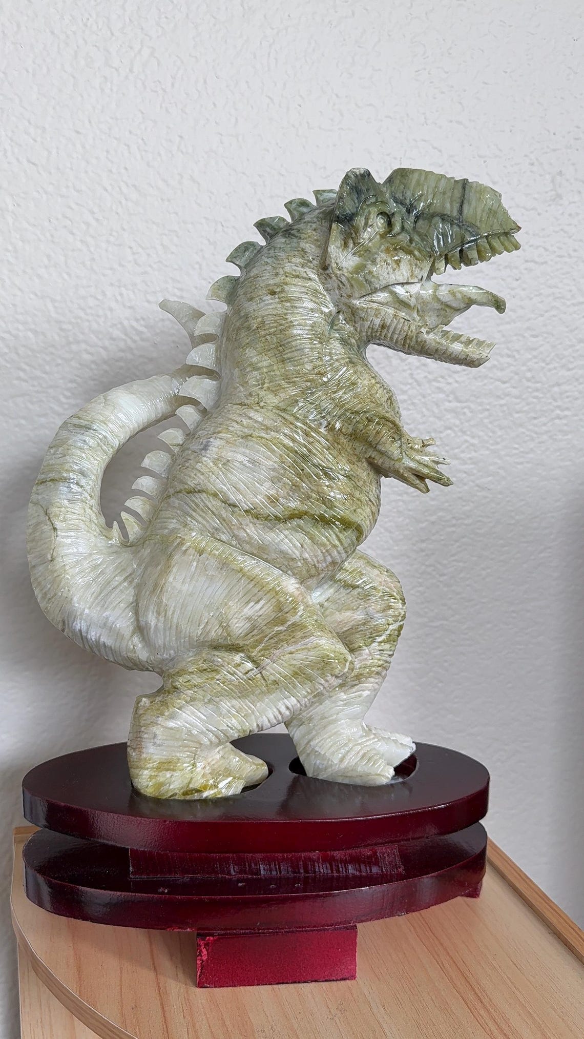 Serpentine Jade T-rex Carving: Green Crystal Dinosaur - Etsy