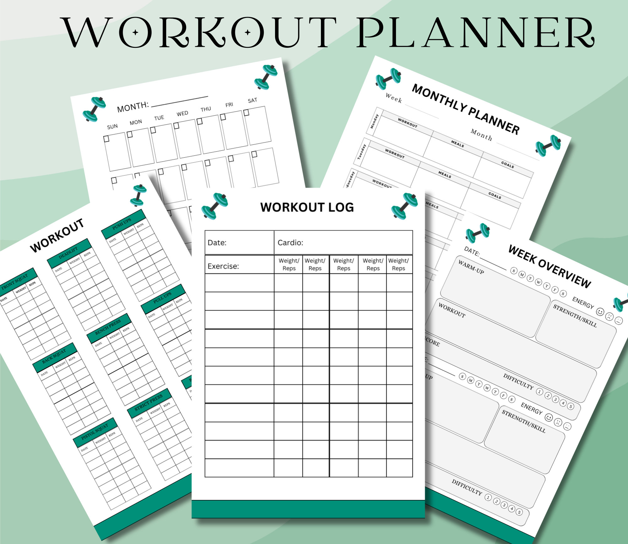 Printable Workout Planner,weekly Exercise Planner,exercising Planning ...