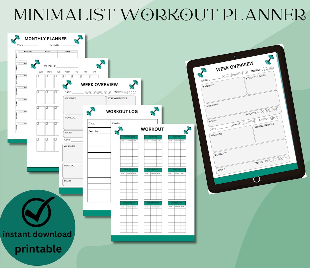 Printable Workout Planner,weekly Exercise Planner,exercising Planning ...