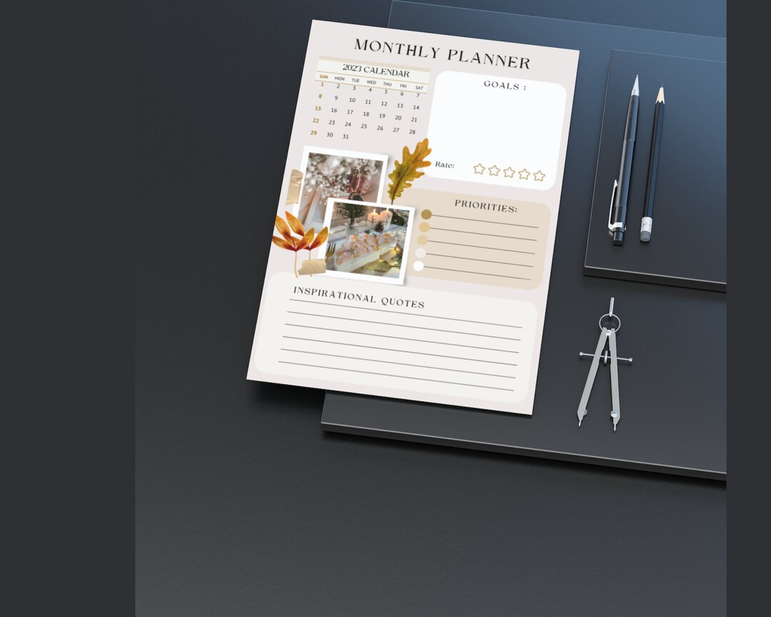 Monthly Calendar Printable, Two 2 Page Lined Planner Insert, A4, PDF ...