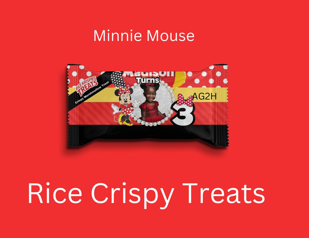 Minnie Mouse Rice Crispy Treats Editable Template Birthday Party Favor ...