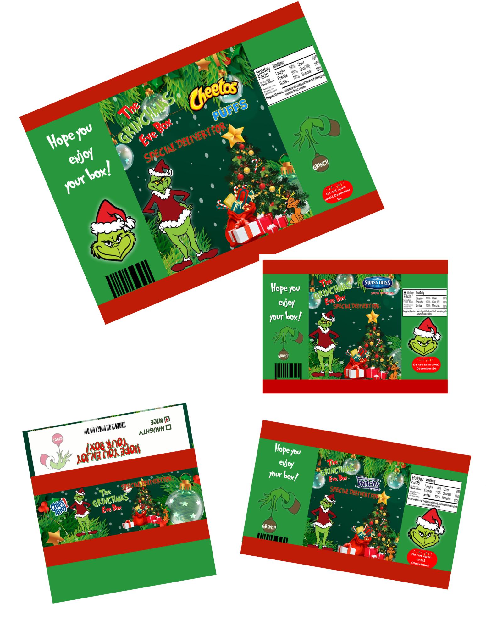 Editable Grinchmas Eve Party Favor Gift Box Christmas Diy Gift Box ...