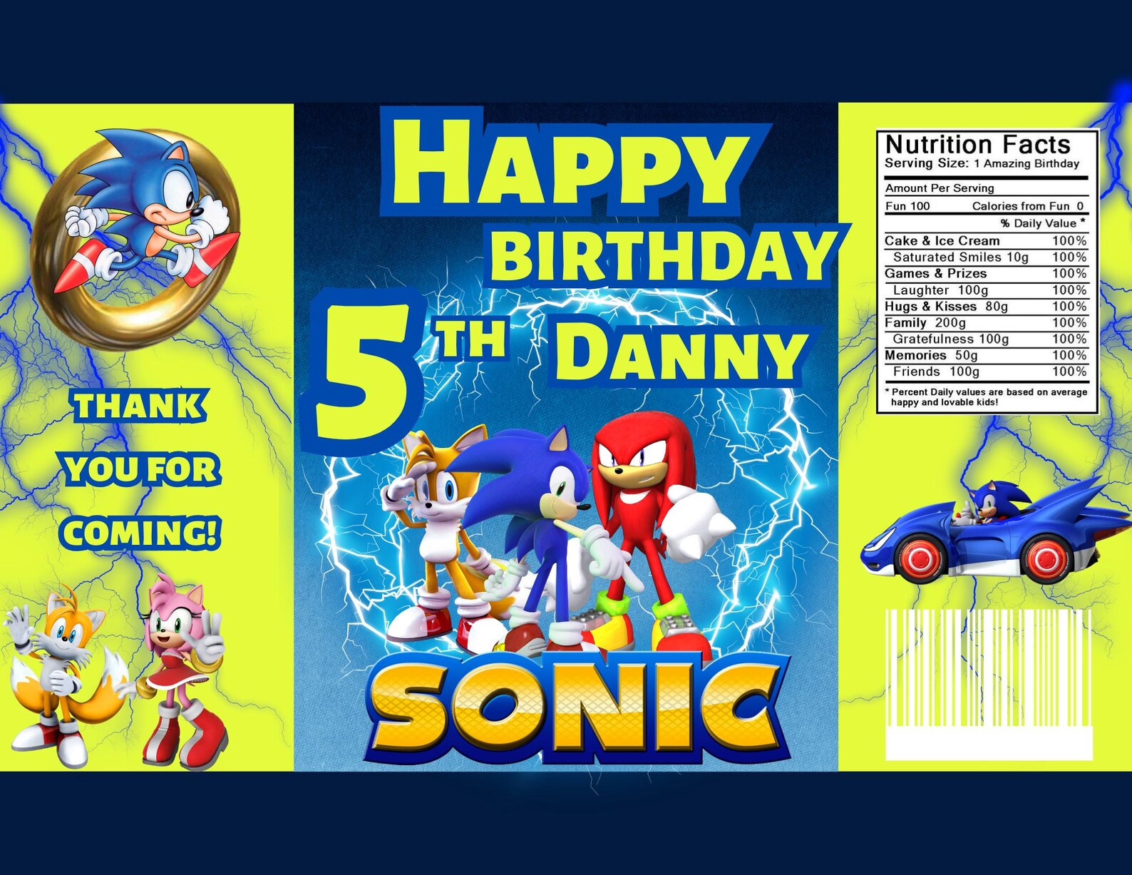 Sonic Birthday Party Favor Bundle Template Diy Edit in Canva Chip Bag ...