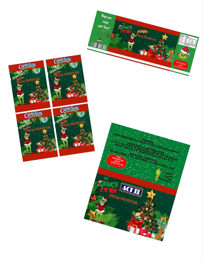 Editable Grinchmas Eve Party Favor Gift Box Christmas Diy Gift Box ...