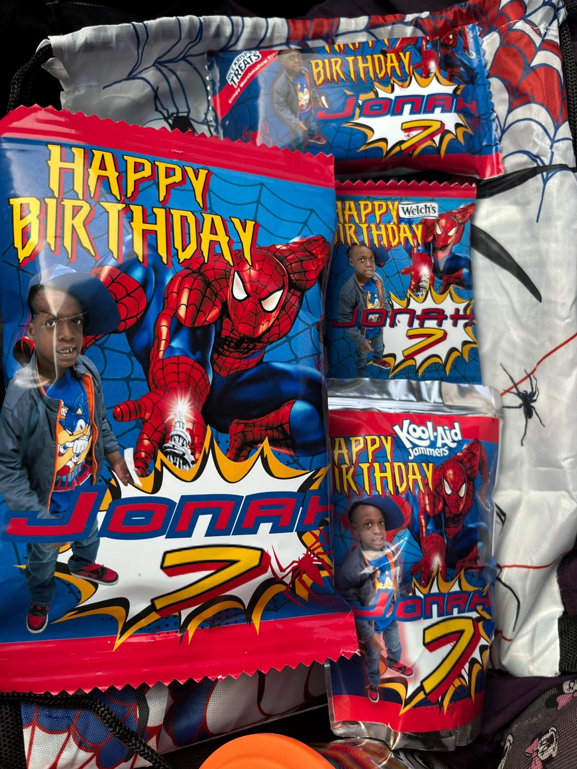 Spiderman Birthday Party Favors Templates Chip Bag Rice Krispies ...