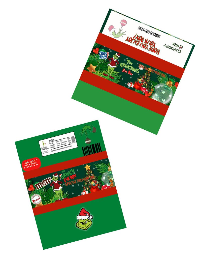 Editable Grinchmas Eve Party Favor Gift Box Christmas Diy Gift Box ...