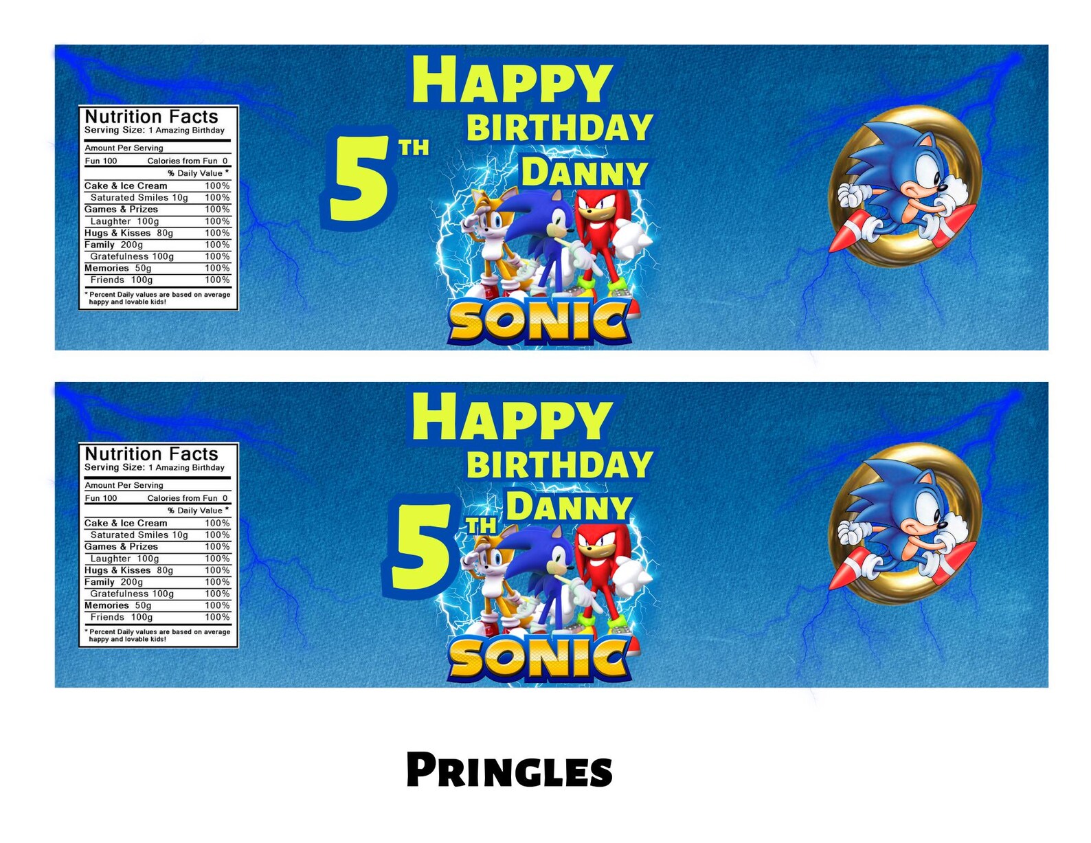 Sonic Birthday Party Favor Bundle Template Diy Edit in Canva Chip Bag ...