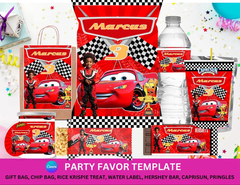 Personalized Cars Birthday Party Favors Templates Race Car Birthday ...