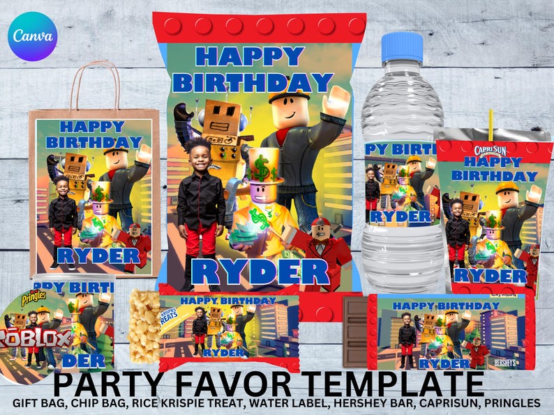 Roblox Birthday Party Favor Template | Custom Printable Party Bundle ...