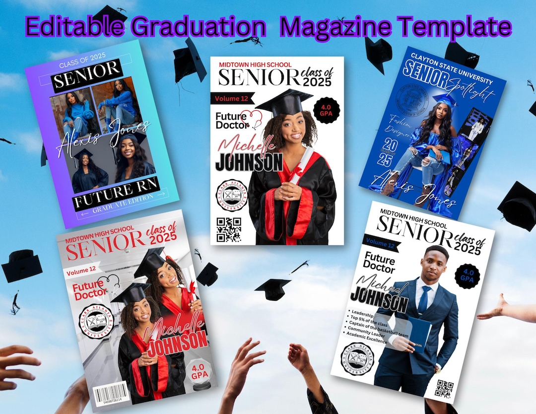 Editable Graduation Magazine Cover Template | Senior Graduation ...