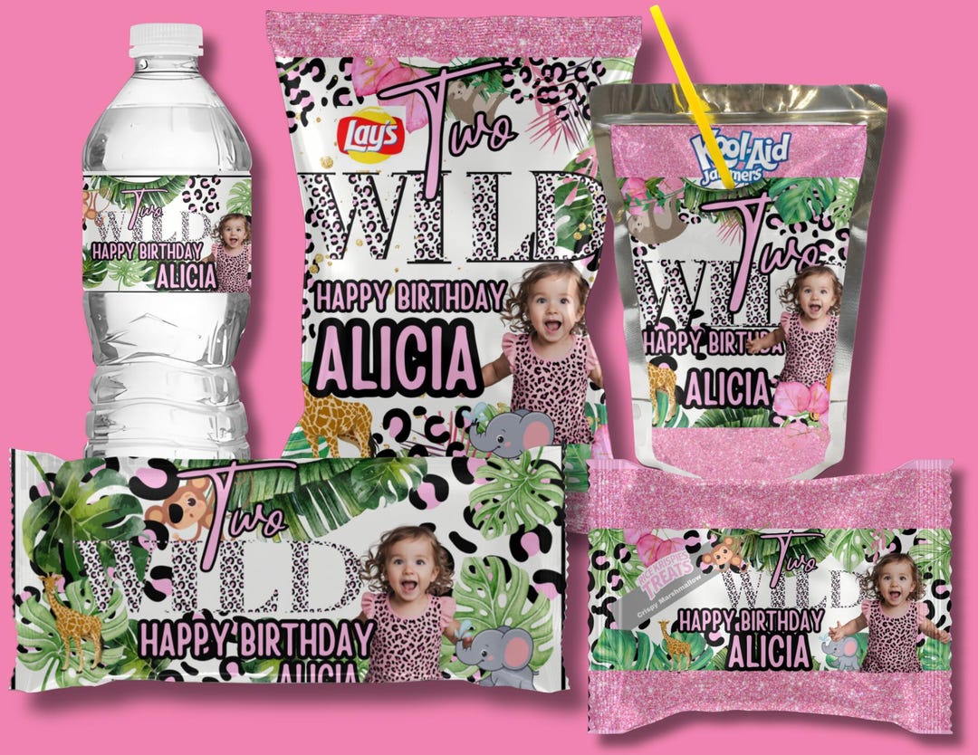 Editable Born 2 Be WILD Birthday Party Favors Chip Bag Gift Bags Kids ...