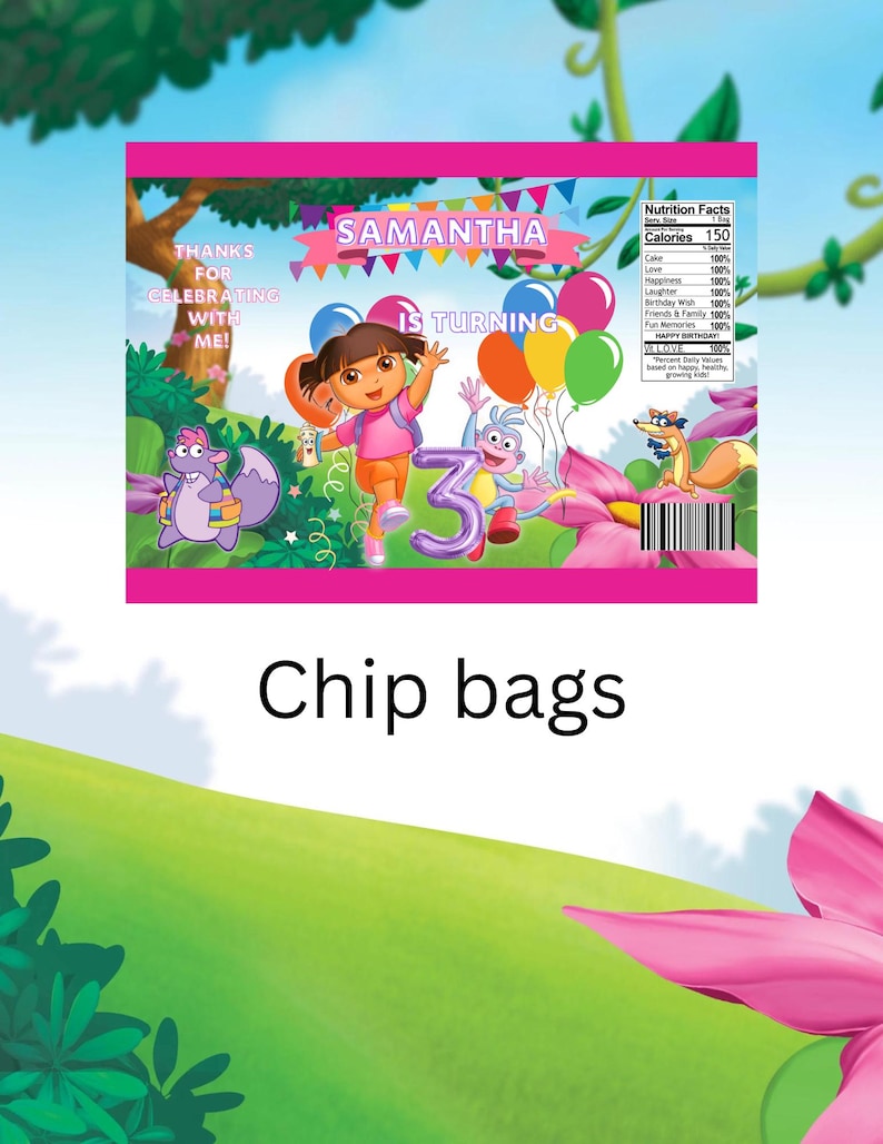 Personalized Dora the Explorer Birthday Party Favors Templates Diy ...