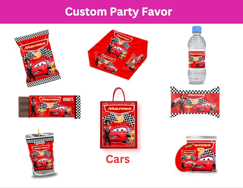 Personalized Cars Birthday Party Favors Templates Race Car Birthday ...