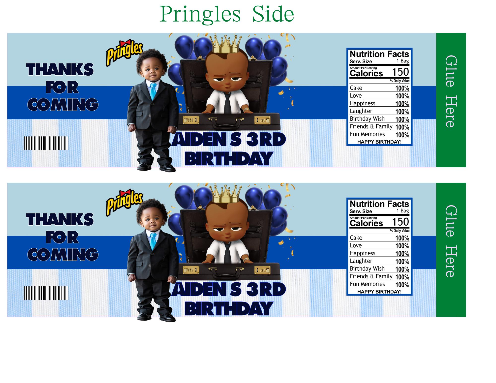 Editable Boss Boy Baby Birthday Party Favors Bundle Template Chip Bags ...