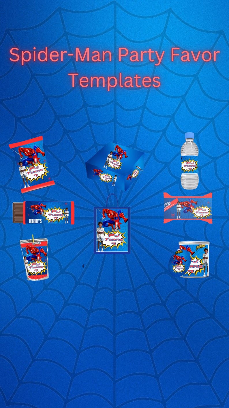 Spiderman Birthday Party Favors Templates Chip Bag Rice Krispies ...