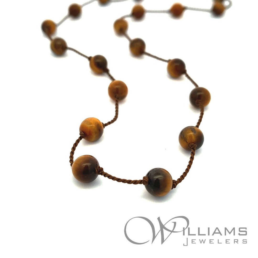 Sophie Gems Sterling Silver Tigers Eye Bead Tin-cup Necklace - Etsy