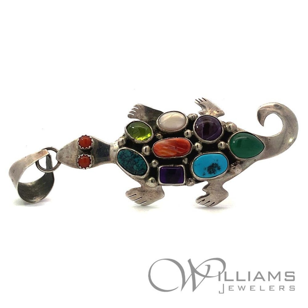 Navajo Sterling Silver Emer Thompson Multi-stone Lizard Pendant - Etsy