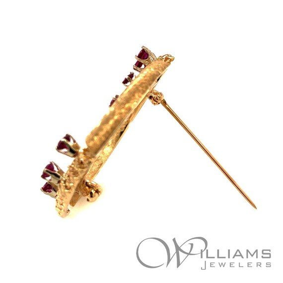 Mid-Century 14ky Ruby Retro Circle Brooch - Gem