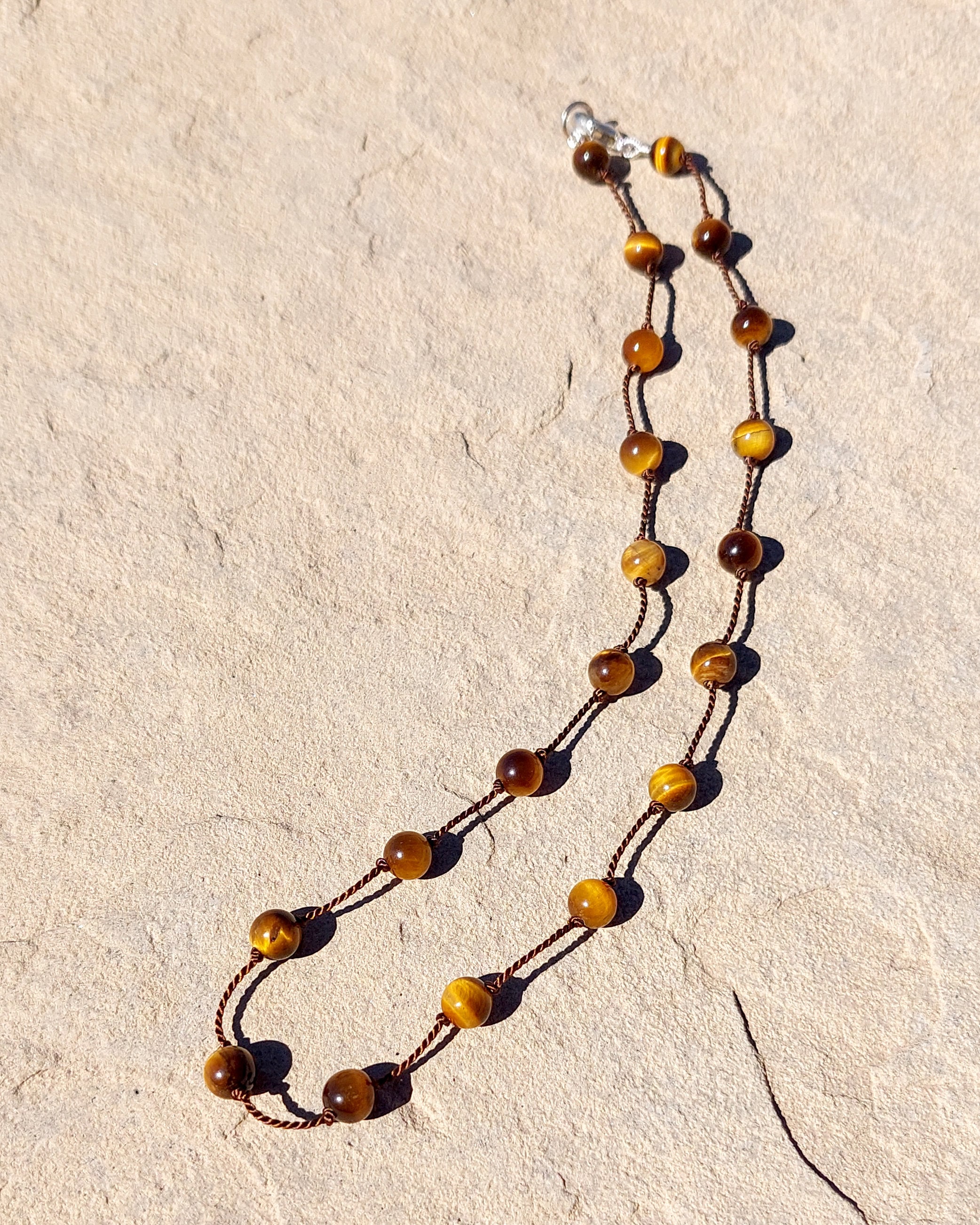 Sophie Gems Sterling Silver Tigers Eye Bead Tin-cup Necklace - Etsy