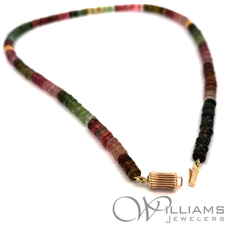 Buy Sophie Gems 14ky Watermelon Tourmaline Bead and Fluted Gold Bead ...